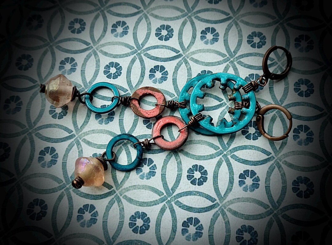 Funky,fun,fabulous Painted HARDWARE Gears and Washers Earrings .very ...