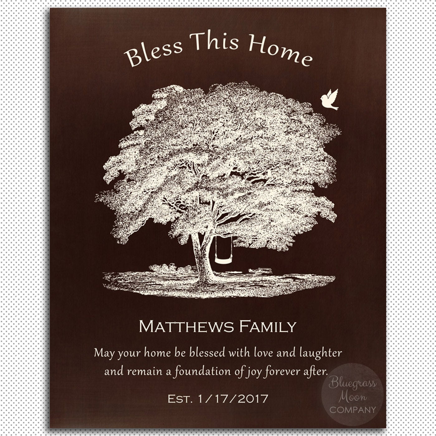 Bless This Home Personalized Plaque Oak Tree Housewarming New Neighbor ...