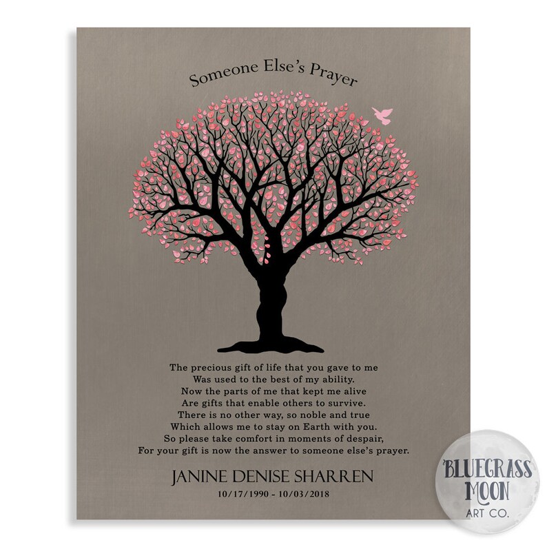 Deceased Organ Donor, Gift to Parents, Organ Donation Poem, Sympathy ...