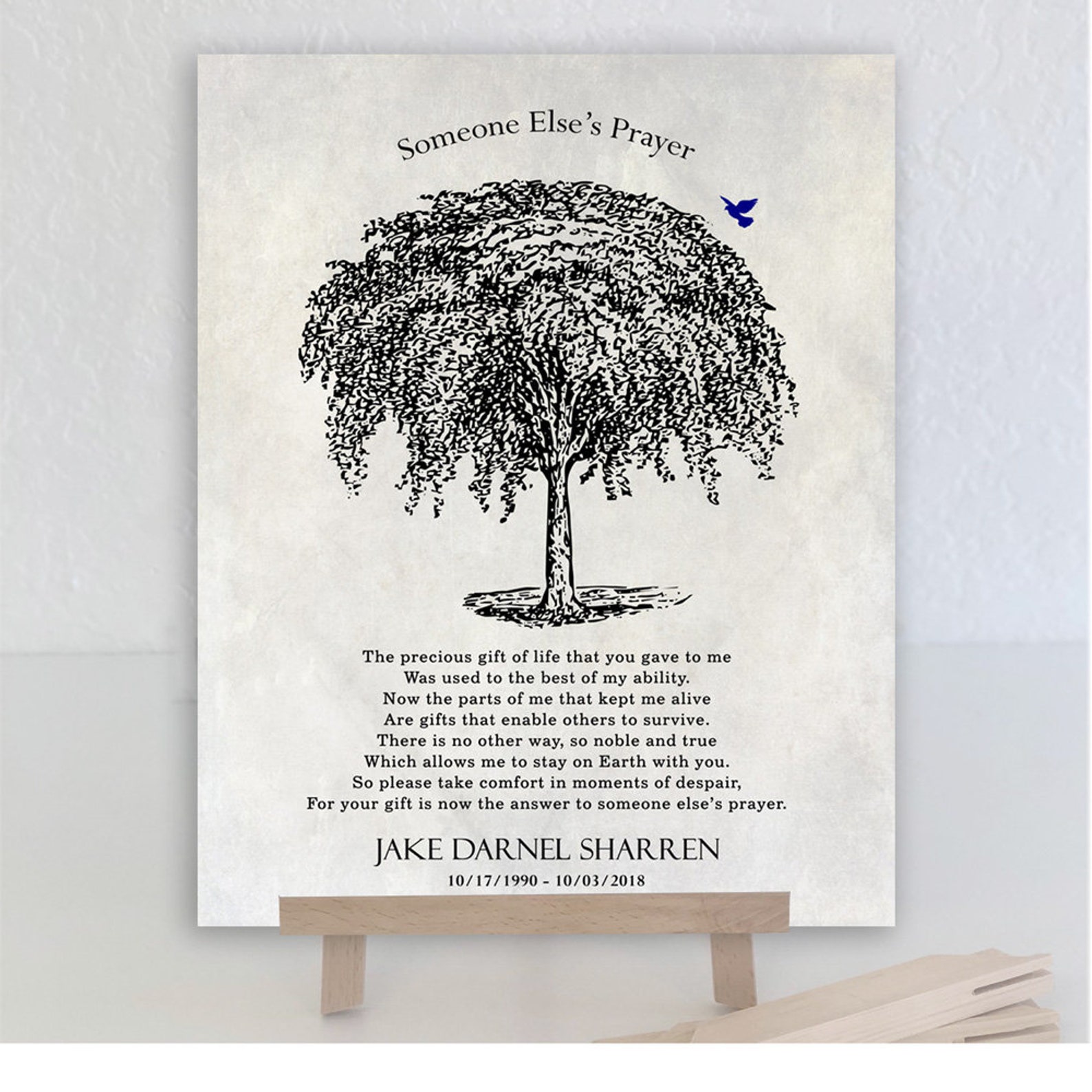 Organ Donor Family Gift, Parents of Deceaed Donor, Organ Donation Poem ...