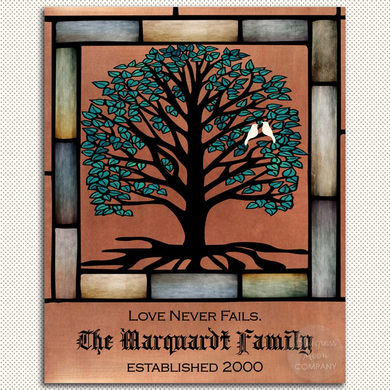 7 Year 7th Anniversary Stained Glass Copper Gift Anniversary Gift for ...