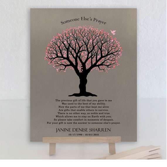 Deceased Organ Donor Gift to Parents Organ Donation Poem - Etsy
