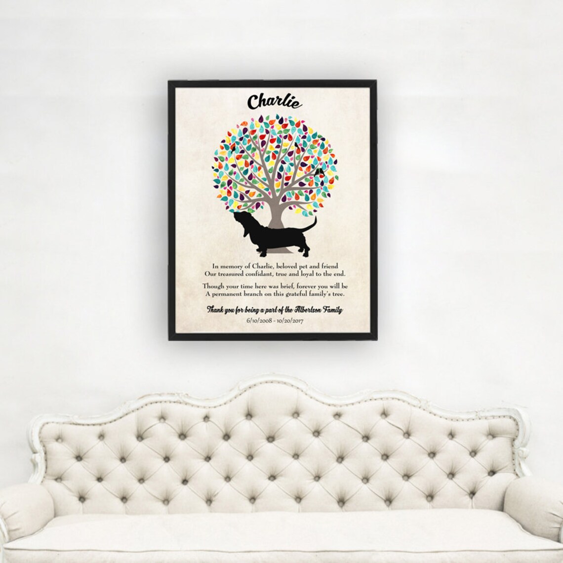 Basset Hound, Dog Memorial, Family Tree, Plaque, Poem, Personalized ...