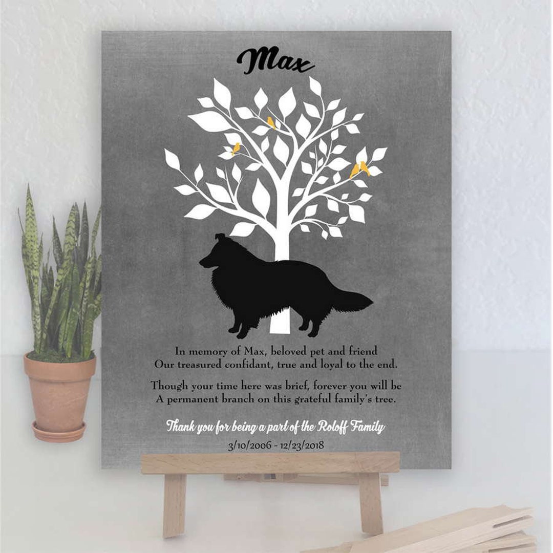 Sheltie Dog, Dog Memorial, Family Tree, Plaque, Poem, Personalized ...