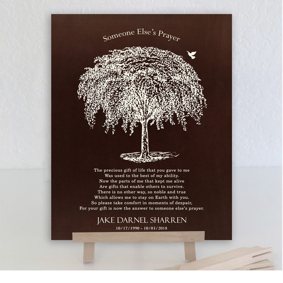Organ Donor Family Gift, Parents of Deceaed Donor, Organ Donation Poem ...