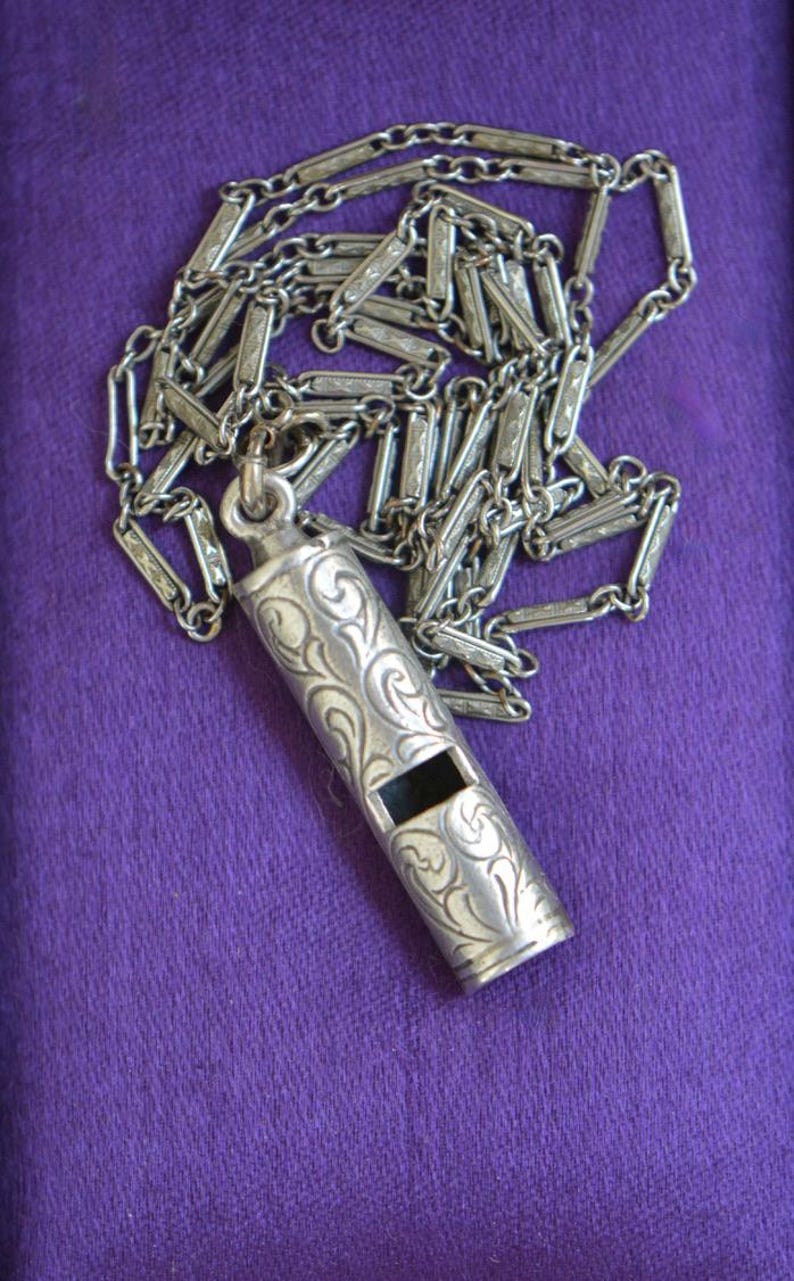 Victorian nanny Silver Engraved Whistle Pendant - Etsy