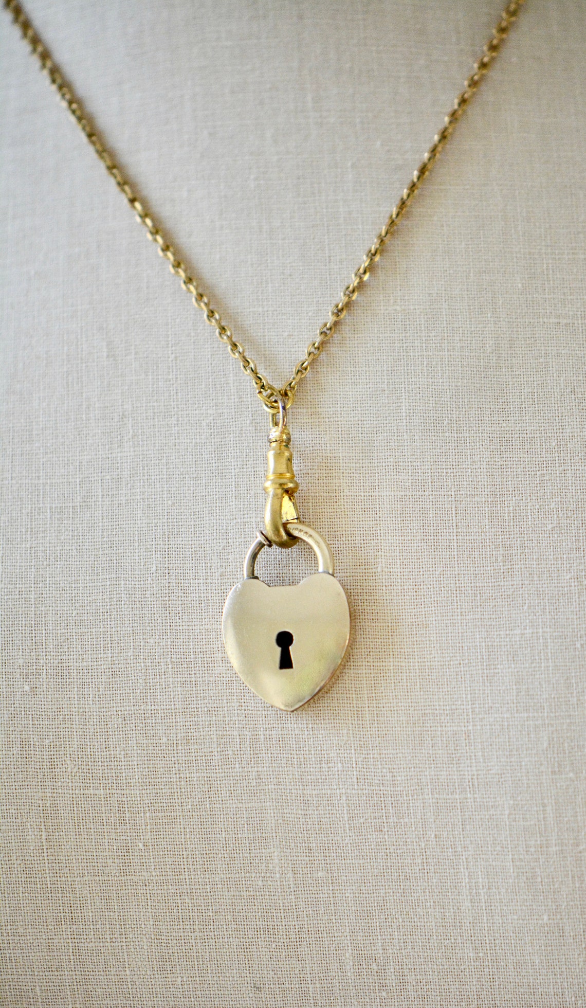 Victorian Large Heart Padlock Fob Pendant - Etsy