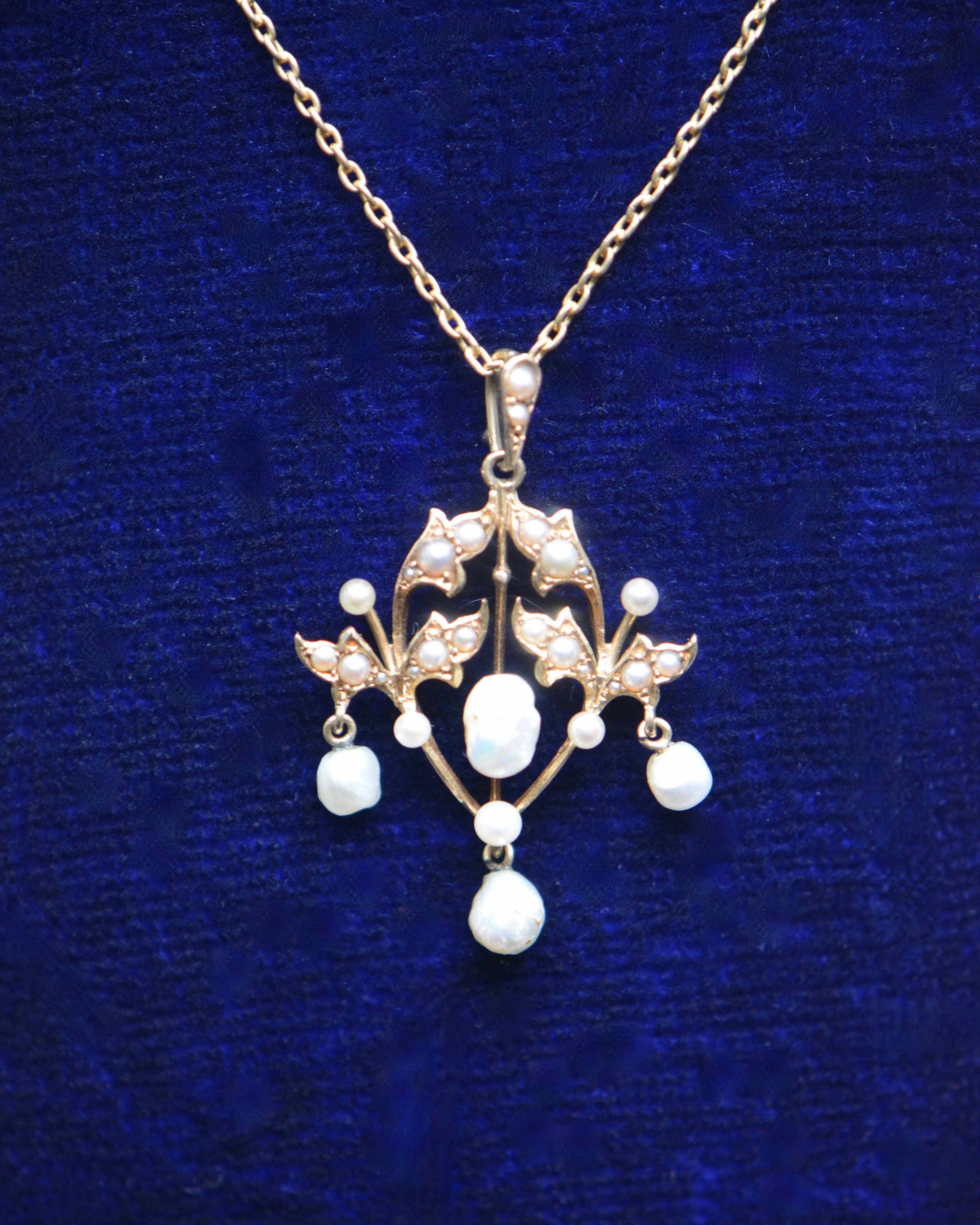 Victorian 14k Lavaliere Pendant Necklace With Pearls, Wedding, Bridal ...