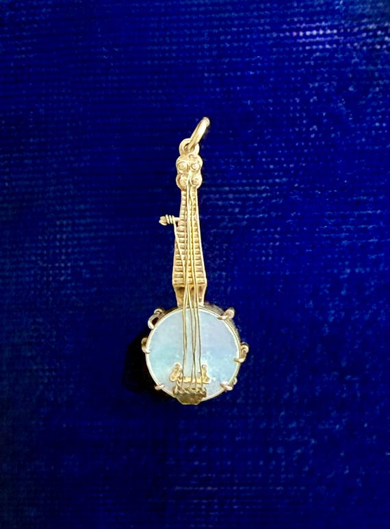 Victorian Mother of Pearl Banjo Charm/Pendant/Fob - Gem