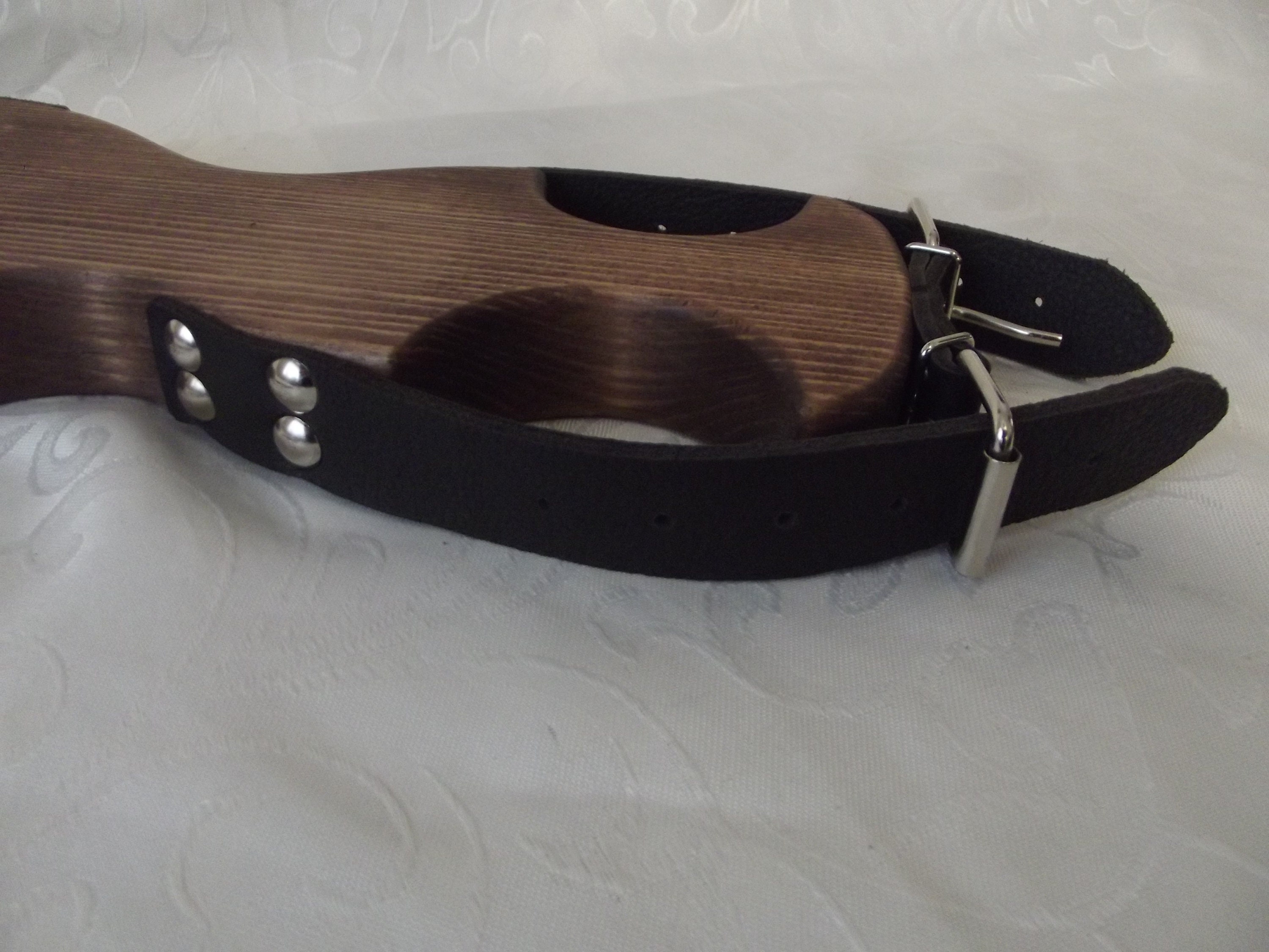 Mature BDSM Restraint Fastening the Neck and Wrists Leather Sex Toys ...