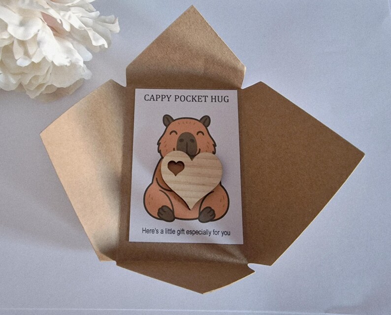Capybara "cappy" Pocket Hug Card and Token With Envelope Letterbox Gift ...