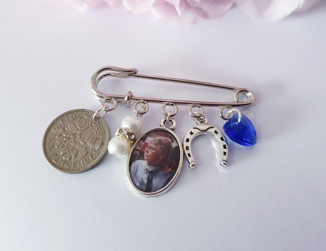 Bridal Pin Charm Memory Something Old Something Blue Good Luck - Etsy