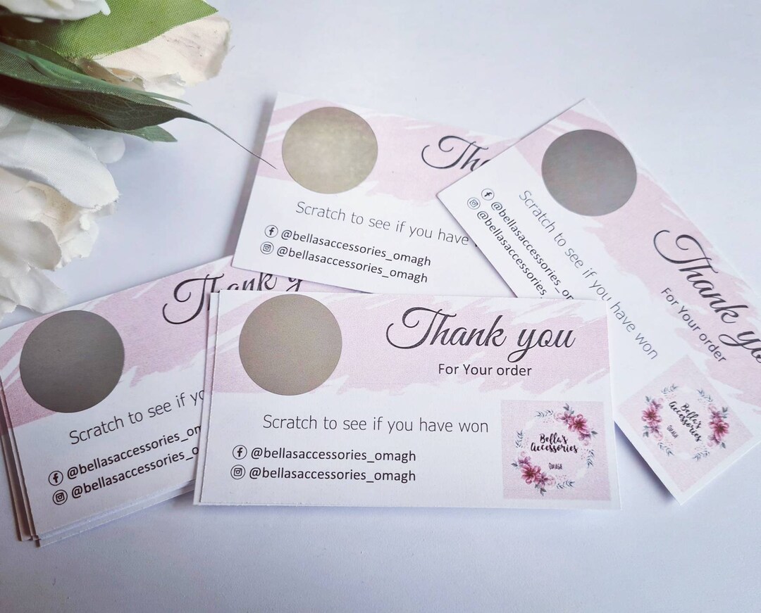 Business Scratch Cards Gift Promotion Thank You Logo 20pcs or 50pcs ...