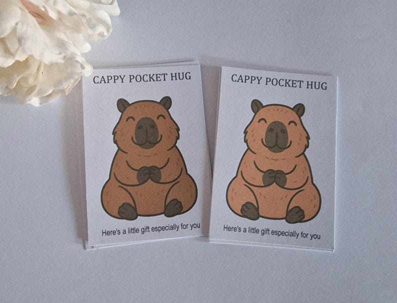 Capybara "cappy" Pocket Hug Card and Token With Envelope Letterbox Gift ...