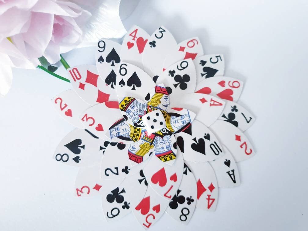 Handmade Playing Card Rose Mixed Suits for Hairclip or Brooch | Etsy