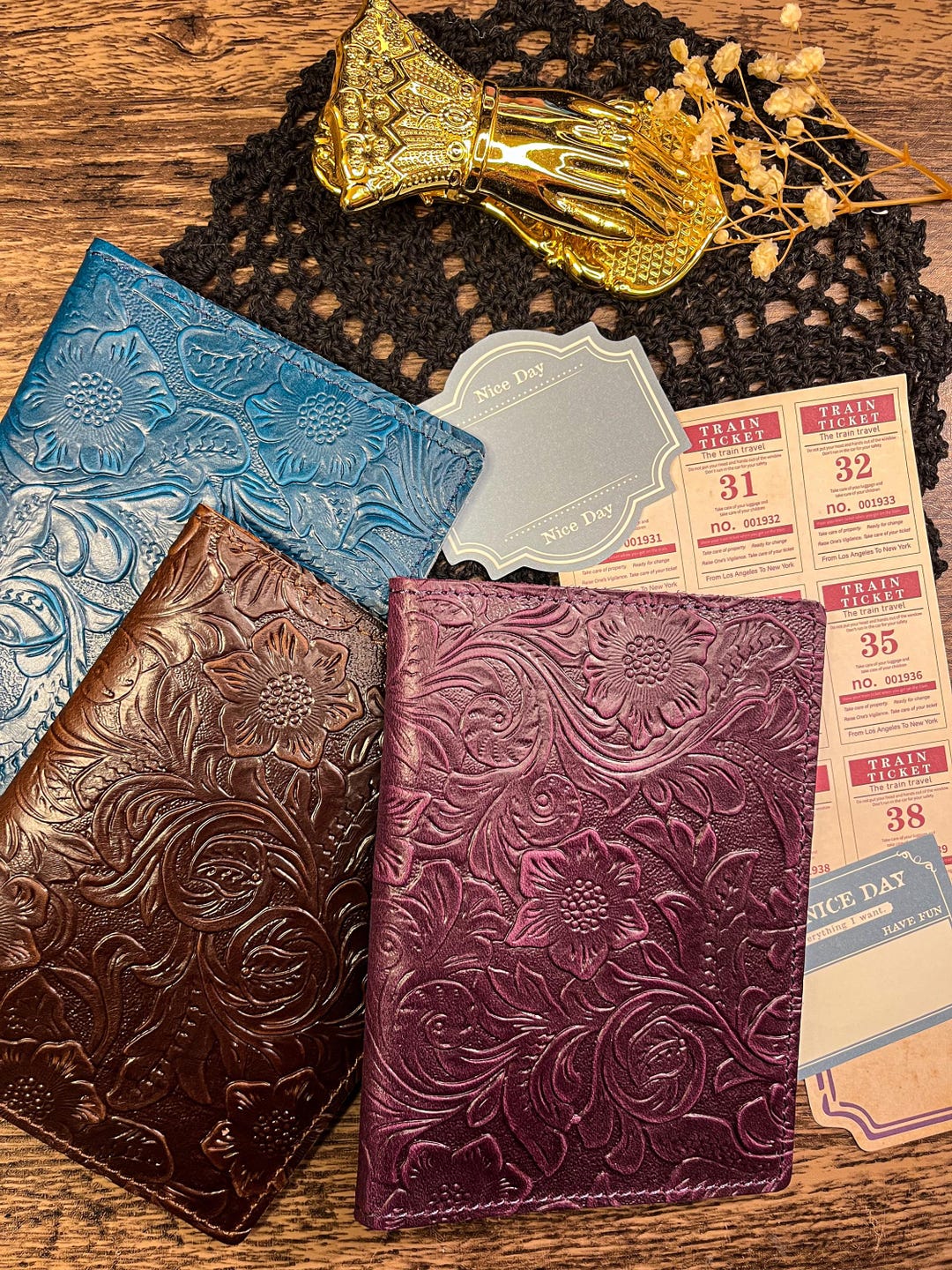 Small Embossed Leather Ephemera/sticker Organizer- 3 Colors - Etsy