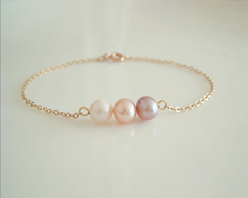 Freshwater Pearl Bracelet: AAA Multi-color Pearls, Gold Vermeil Chain ...