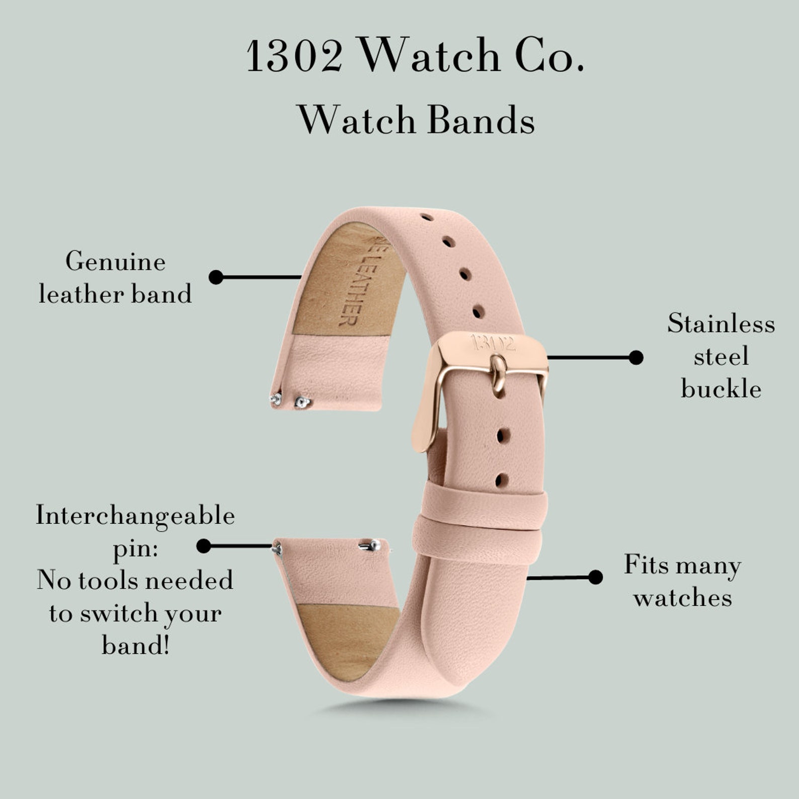 Womens Watch Strap, 18mm Leather Watch Band, 16mm Watch Band, 14mm ...