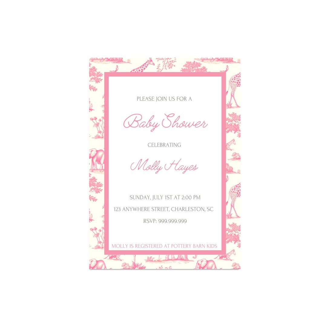 Preppy Pink Chinoiserie, Baby Shower Invite, Grandmillenial Baby Shower ...