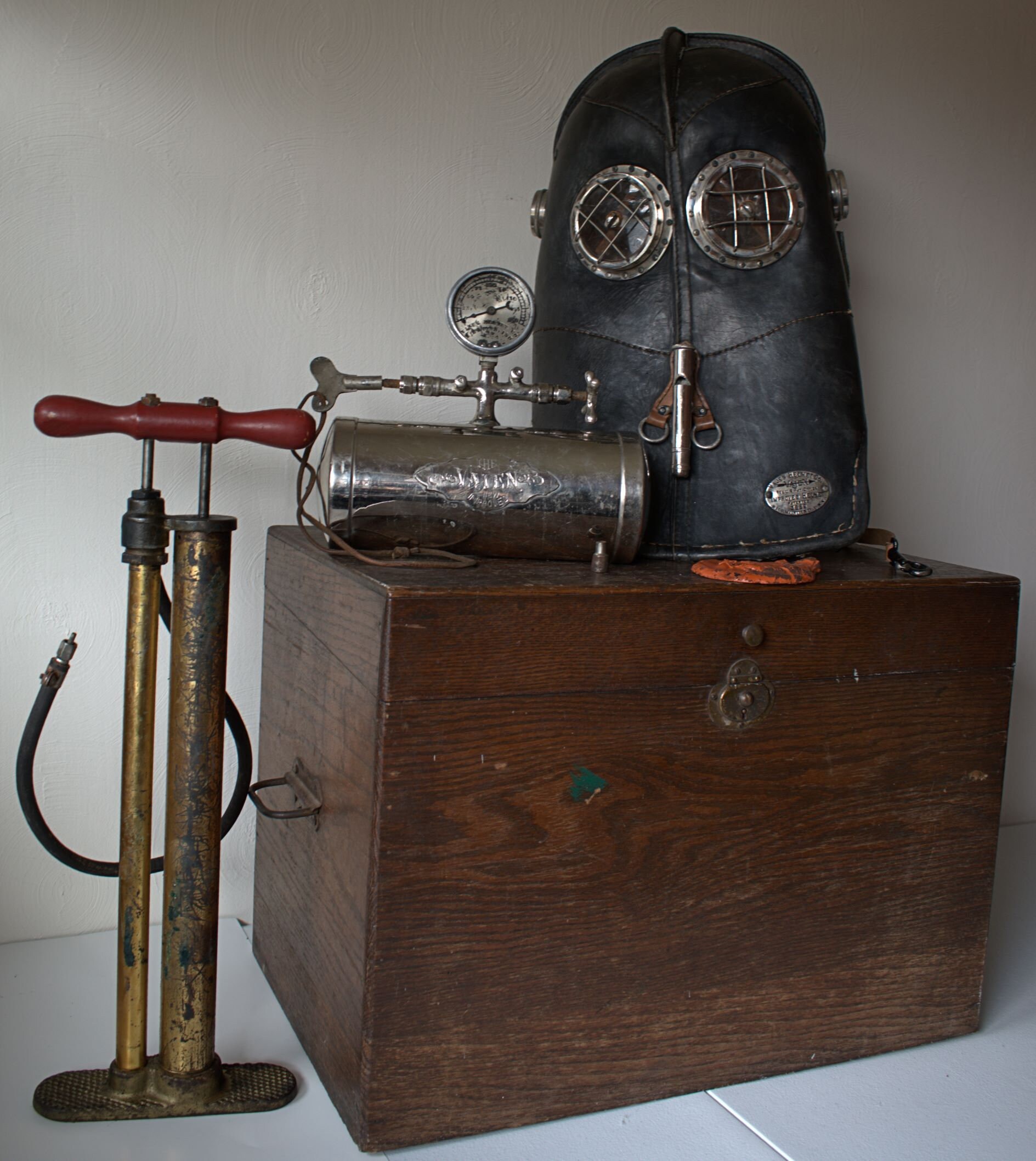 RARE 1890-1900s Vajen Bader Smoke Protector Firefighting Helmet W/ Air ...