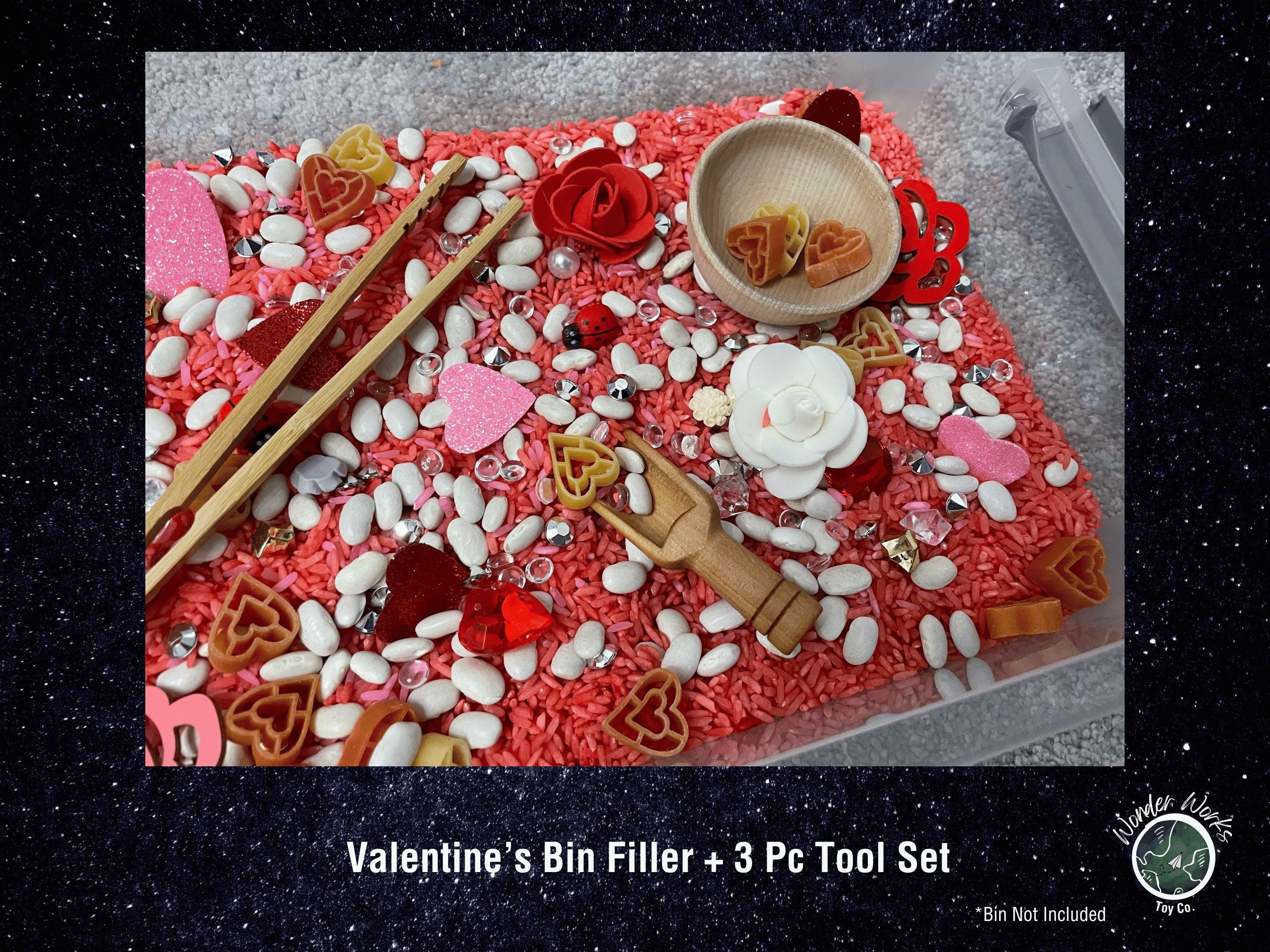 Valentines Sensory Bin Mix, Heart Theme Sensory Bin Base, Vday Bin ...