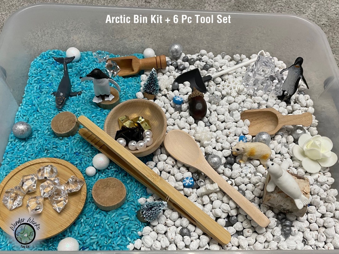Arctic Ice Sensory Bin Kit, Polar Penguin Sensory Bin, Snow Montessori ...