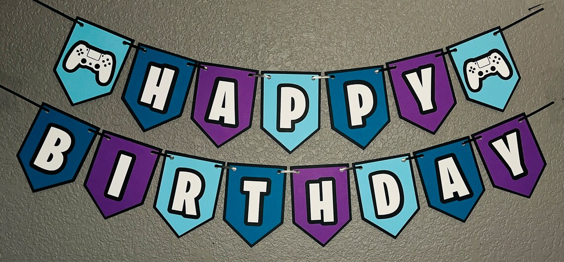 Gaming, Gamer Girl Birthday Banner, Gamer Boy Birthday Banner, Video ...