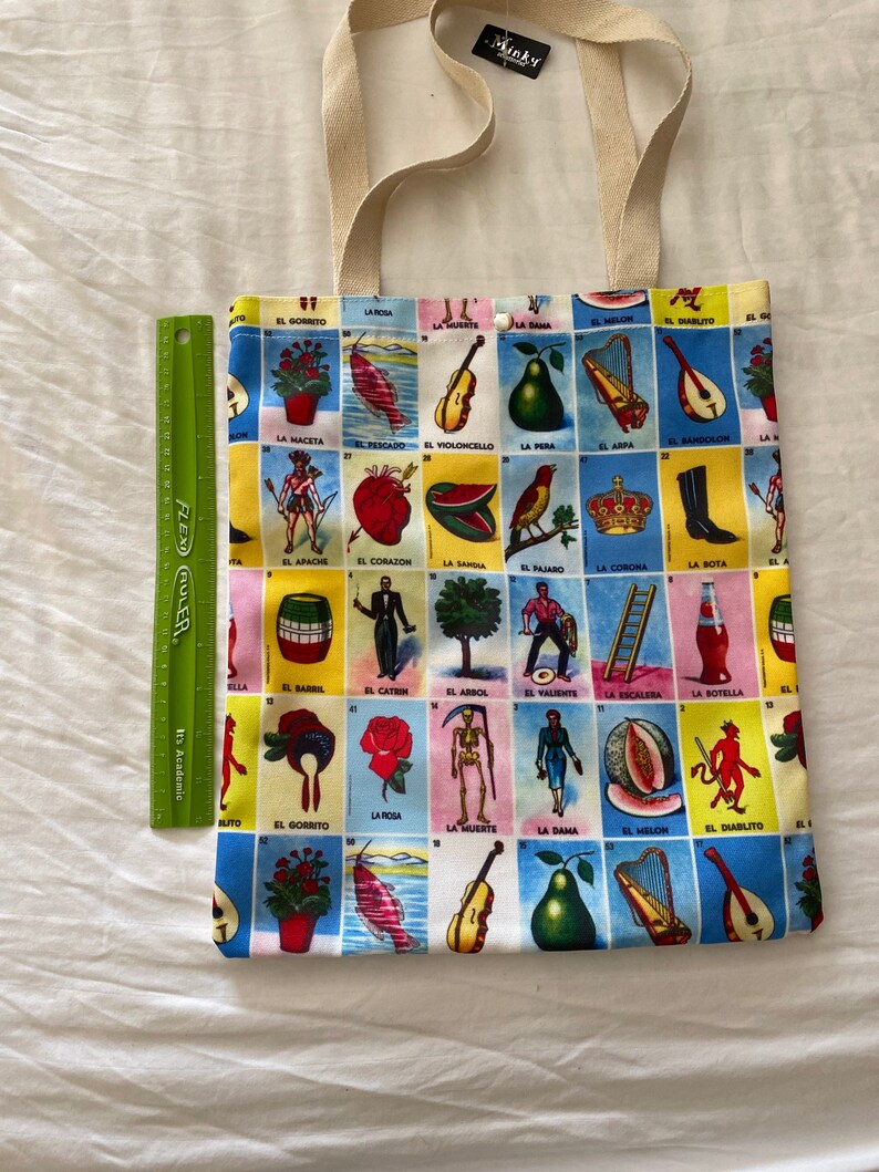Lotería Mexicana Black Tote Bag With Button Could Be Used as a Book Bag ...