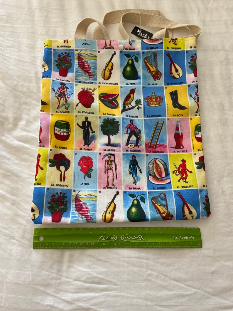 Lotería Mexicana Black Tote Bag With Button Could Be Used as a Book Bag ...