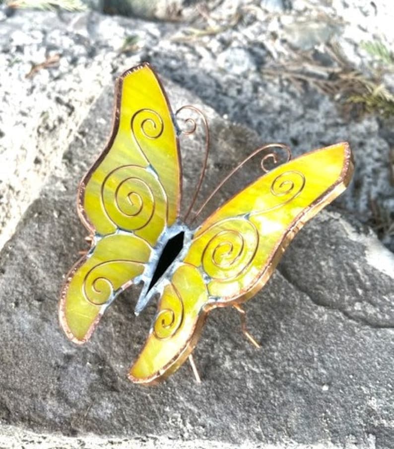 Yellow Glass Resting Butterfly Sculpture - Etsy