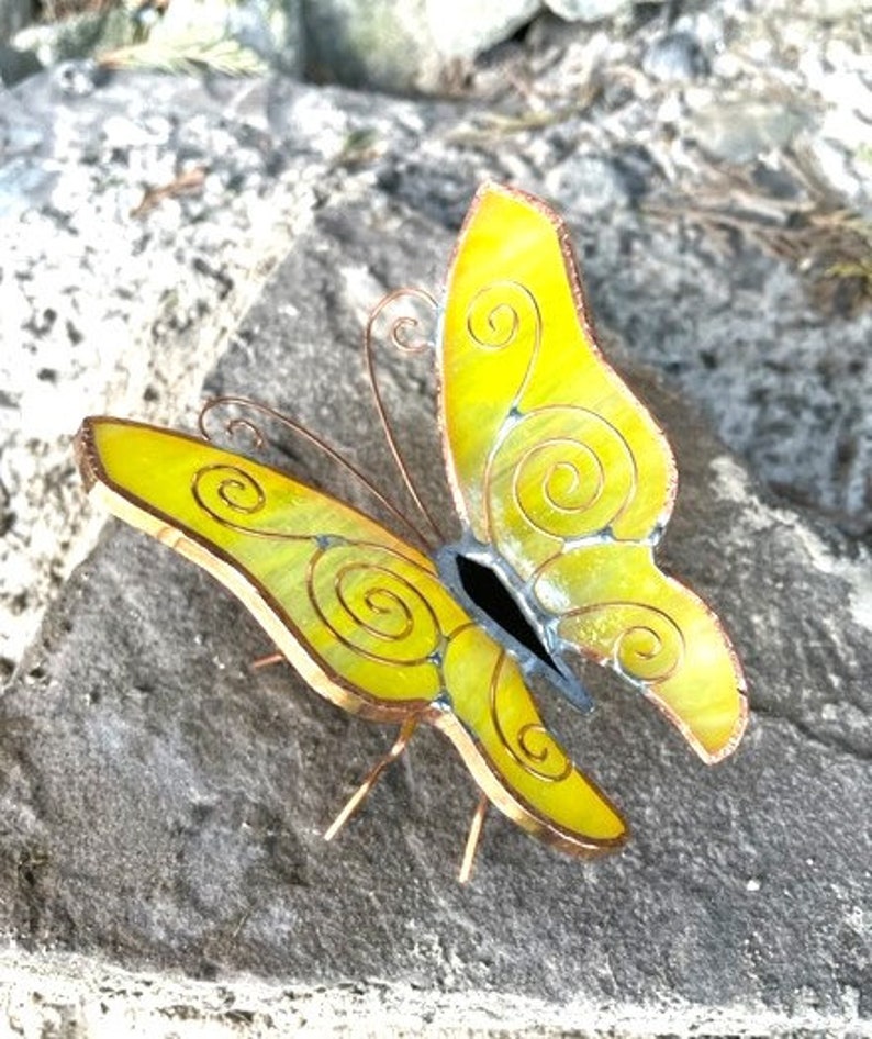 Yellow Glass Resting Butterfly Sculpture - Etsy
