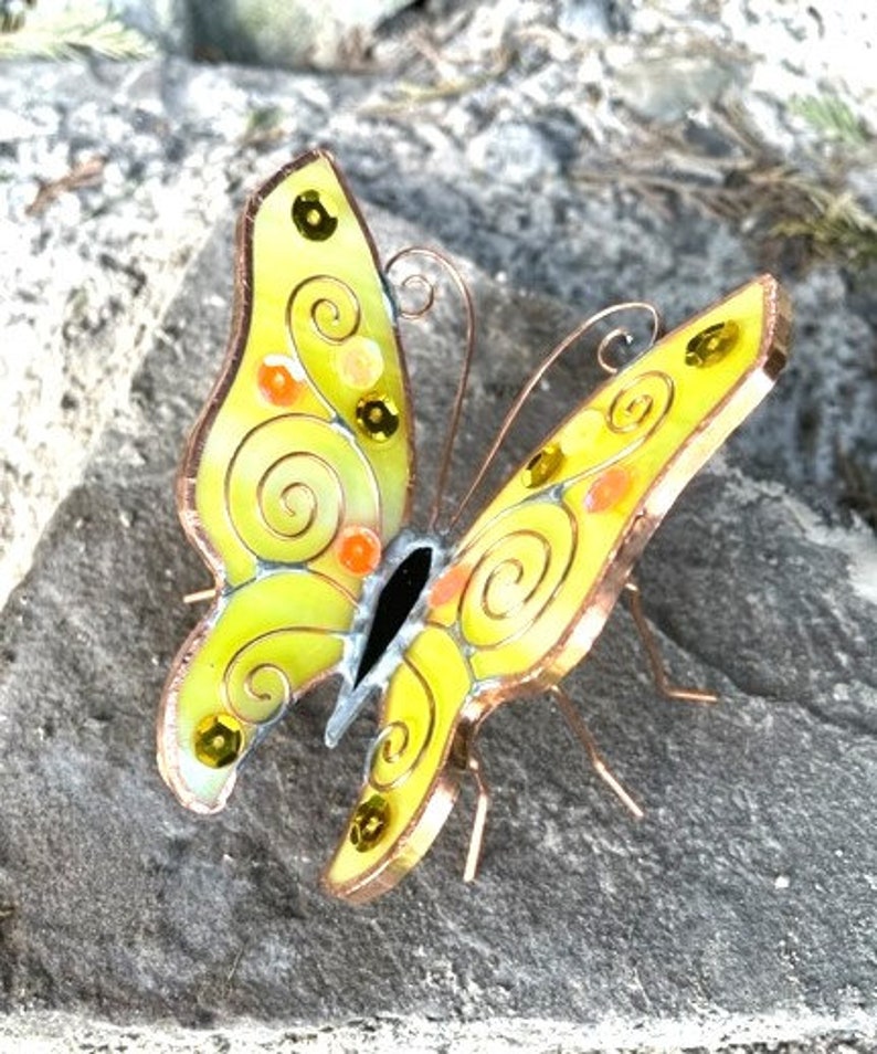 Yellow Glass Resting Butterfly Sculpture - Etsy