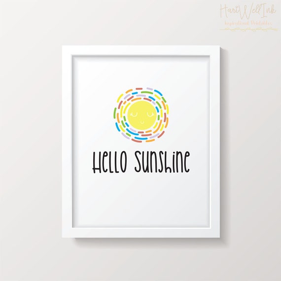 Hello Sunshine Printable Nursery Print Playroom Decor Sun | Etsy