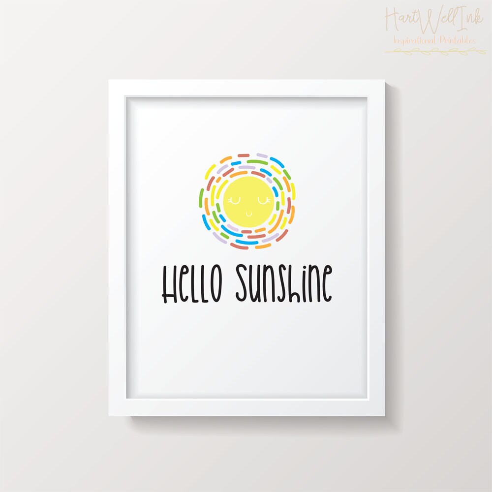 Hello Sunshine Printable, Nursery Print, Playroom Decor, Sun Print ...
