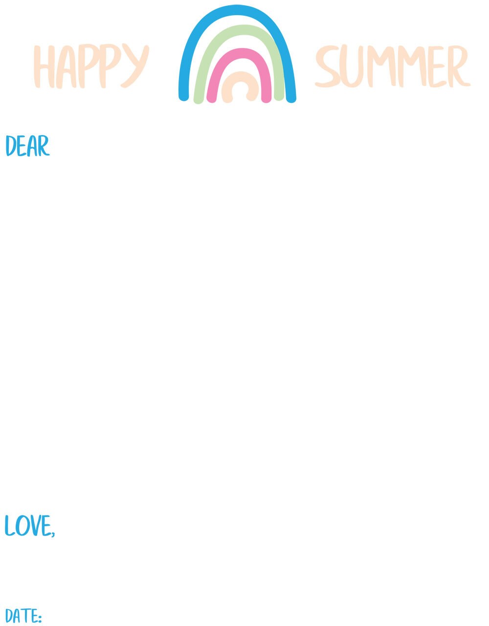 Kids Mail Kits, Kids Stationery, Digital Download, Summer Activity for ...