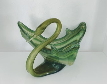 Green Glass Swan - Etsy
