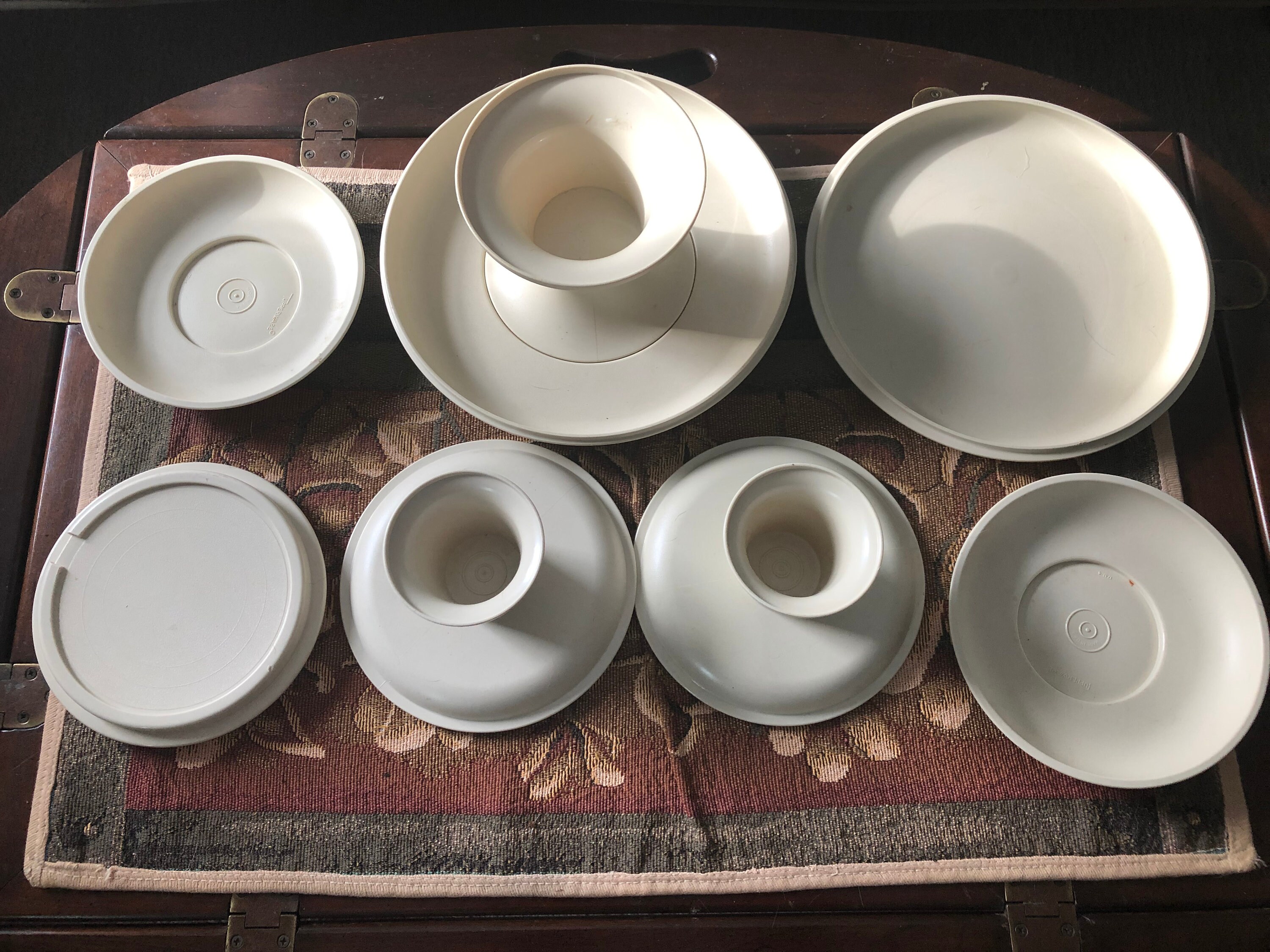 Vintage Tupperware 8 Pieces Pedestal Server Almond Cake - Etsy