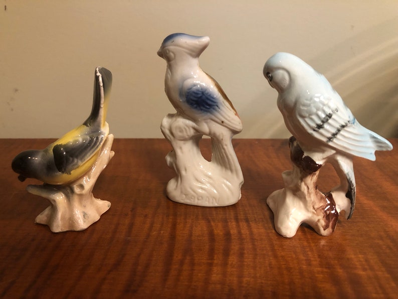 Three Vintage Glazed Ceramic Bird Figurines 1940's or - Etsy