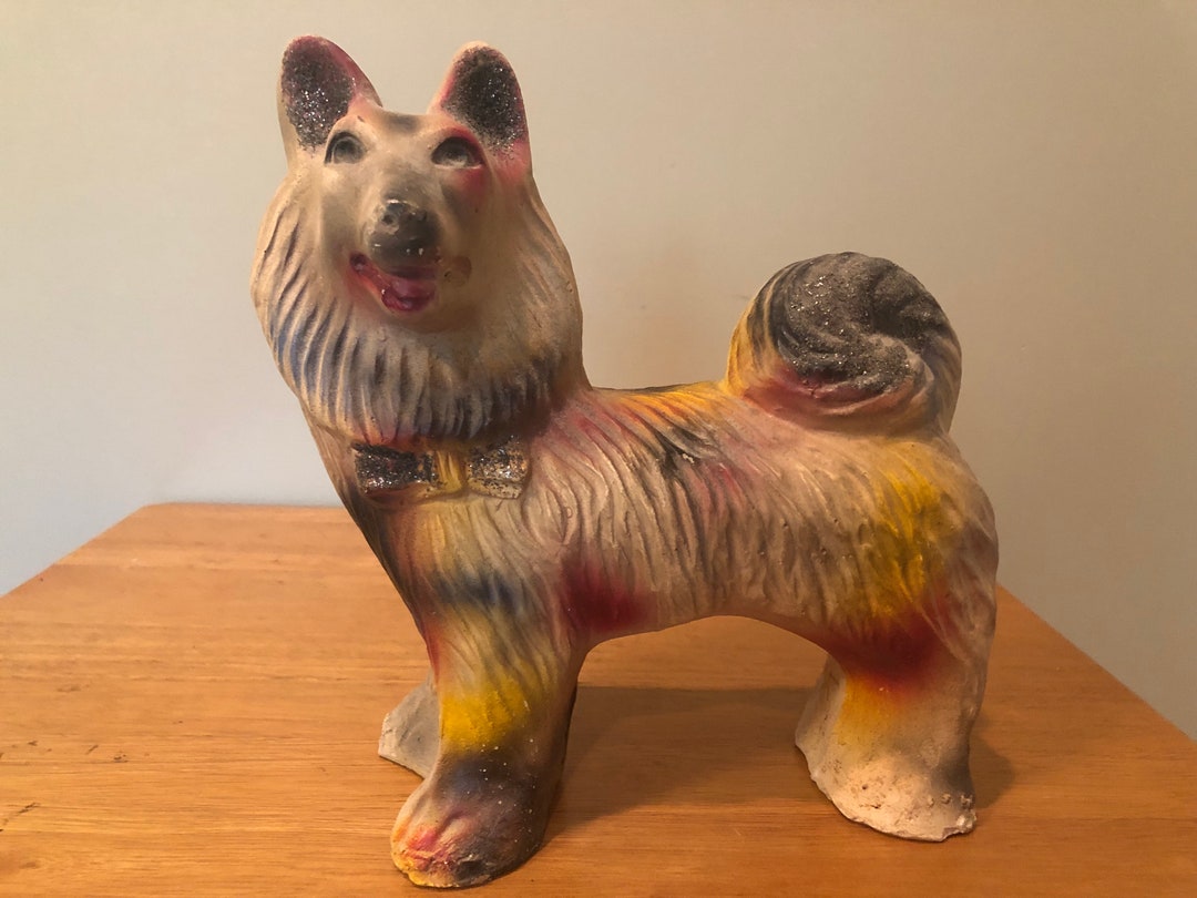 Chalkware Collie Dog Bank, Multi-colors, Vintage, Collectible, Mid ...
