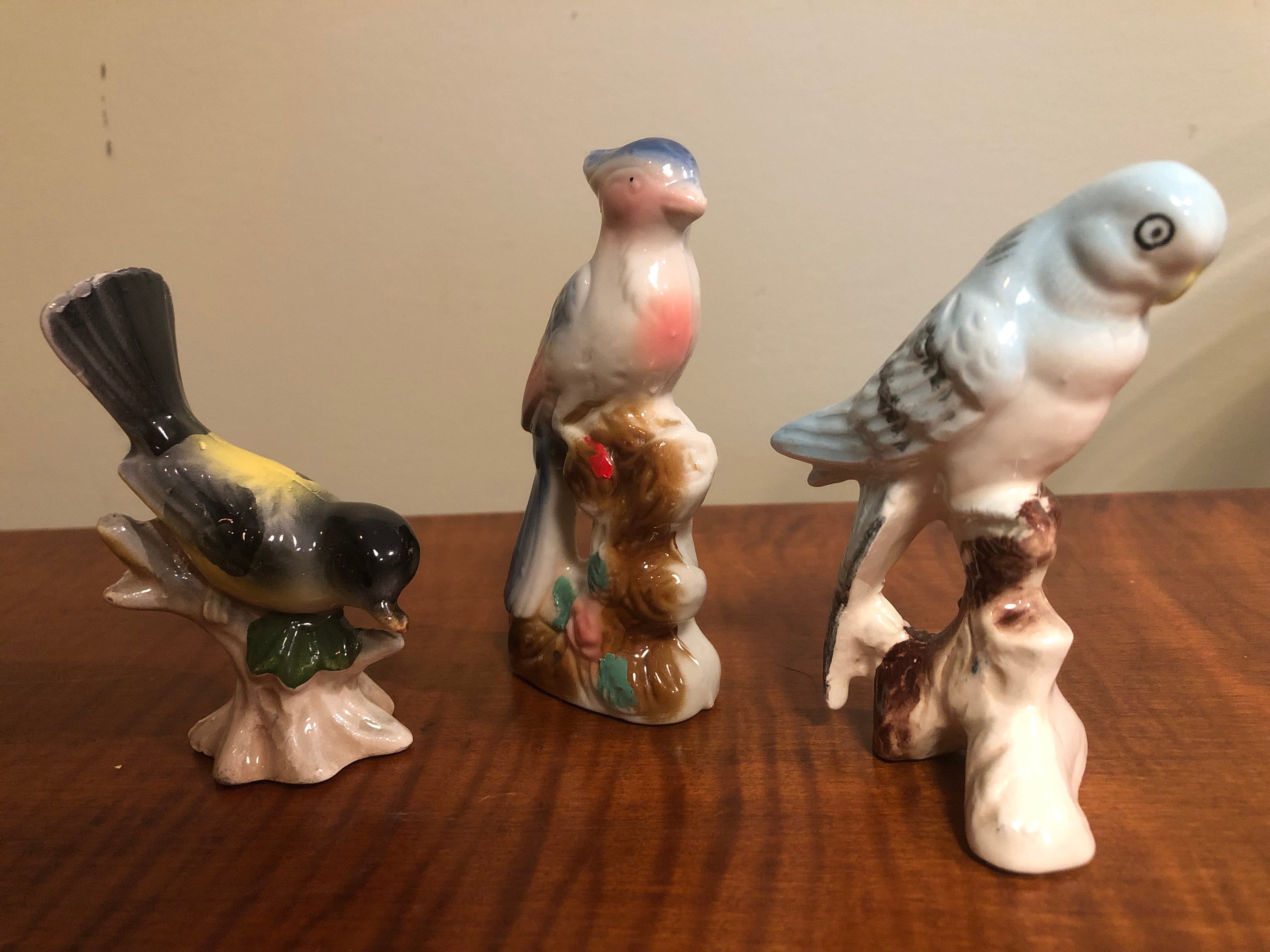 Three Vintage Glazed Ceramic Bird Figurines 1940's or - Etsy