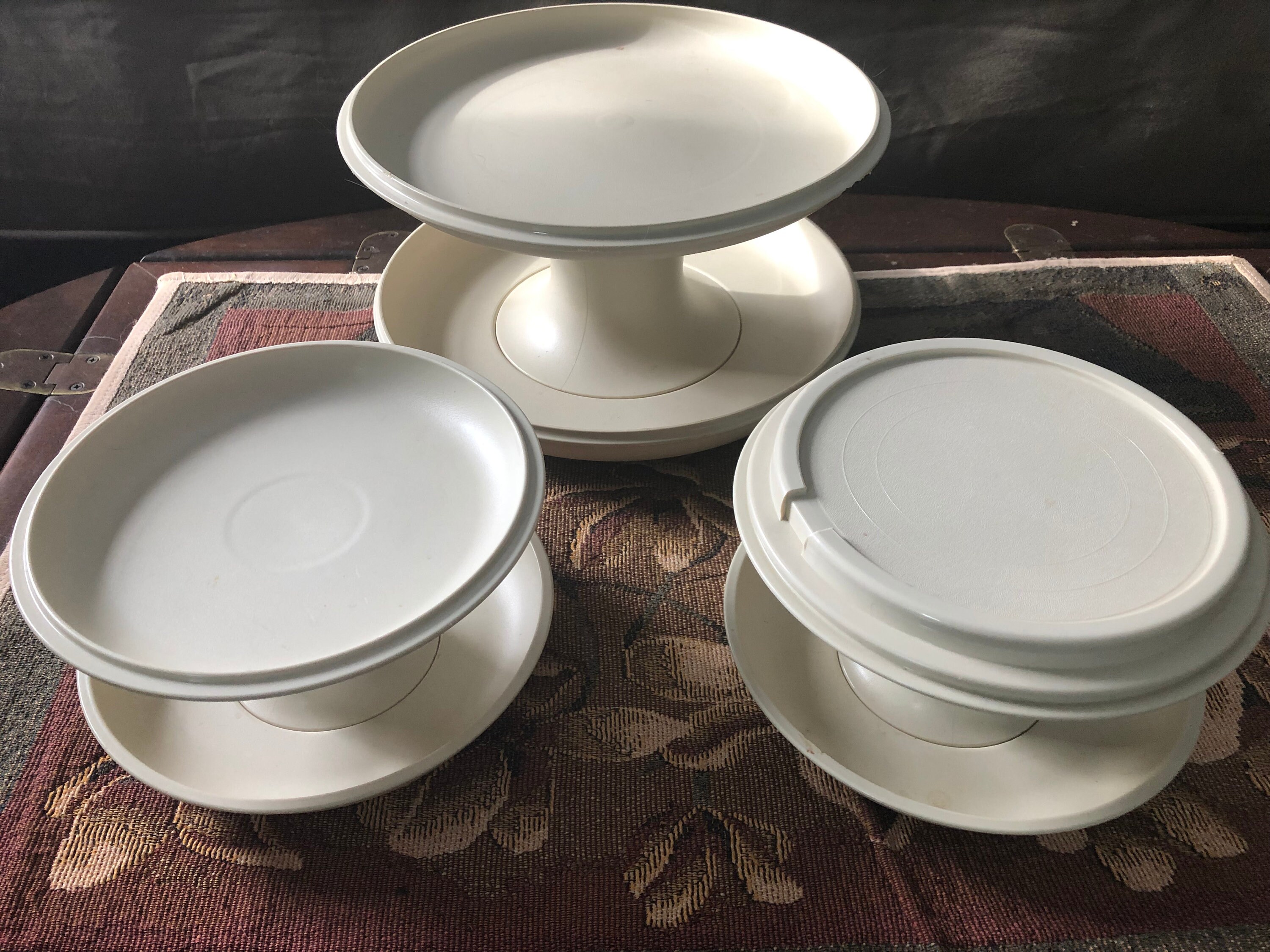 Vintage Tupperware 8 Pieces Pedestal Server Almond Cake - Etsy