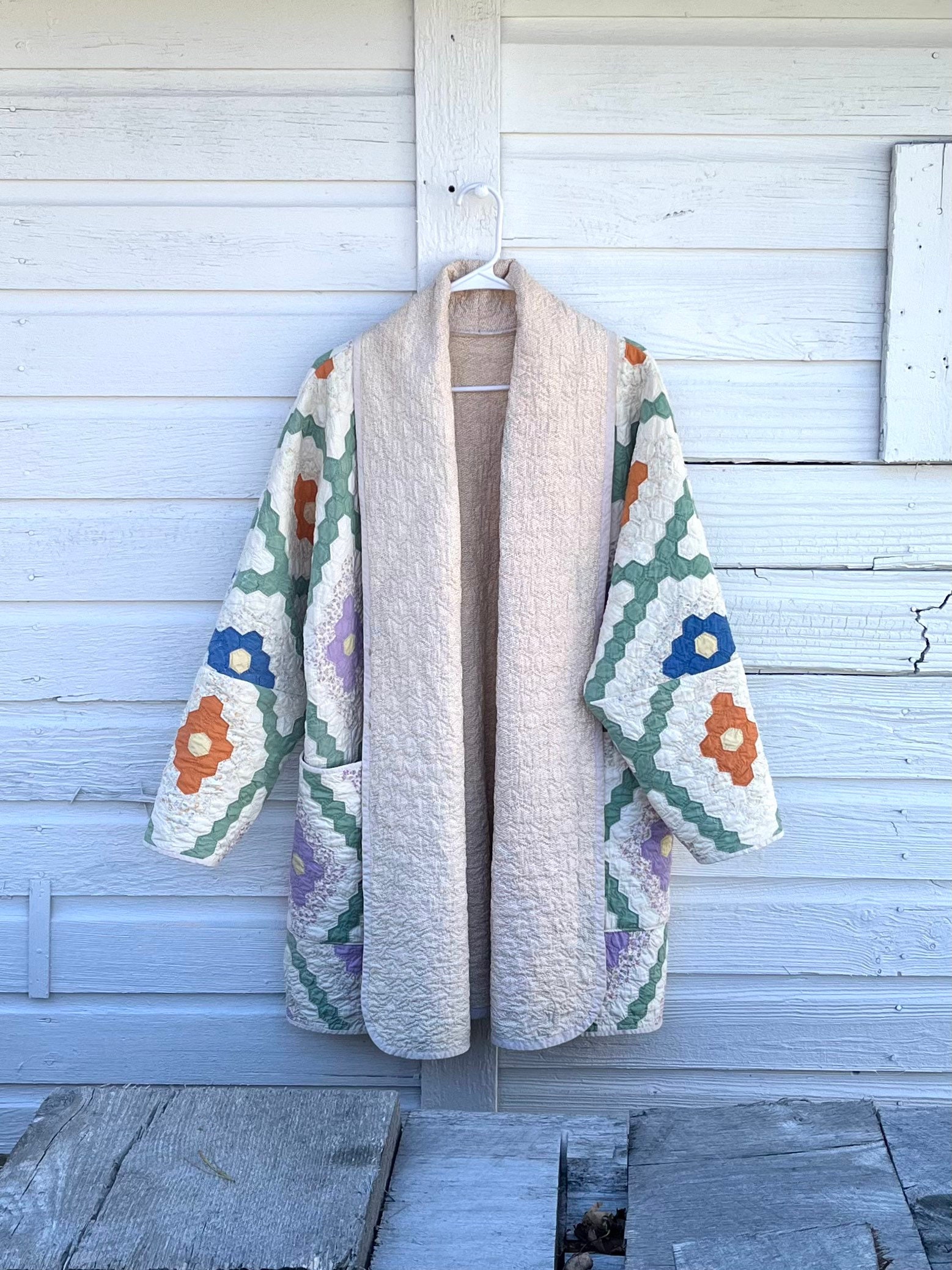 1930s Flower Garden Quilt Coat // Handmade Jacket From Antique Quilt ...