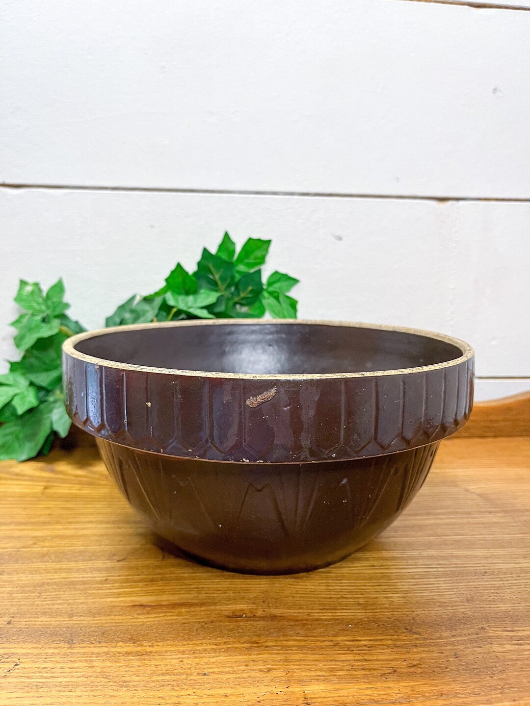 Antique Crock Bowl // Brown/tan Stoneware Bowl // Farmhouse // Prairie ...
