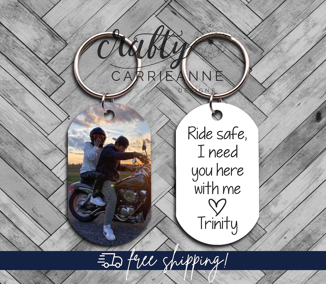 Ride Safe Motorcycle Keychain for Biker Boyfriend Gift, Ride or Die ...