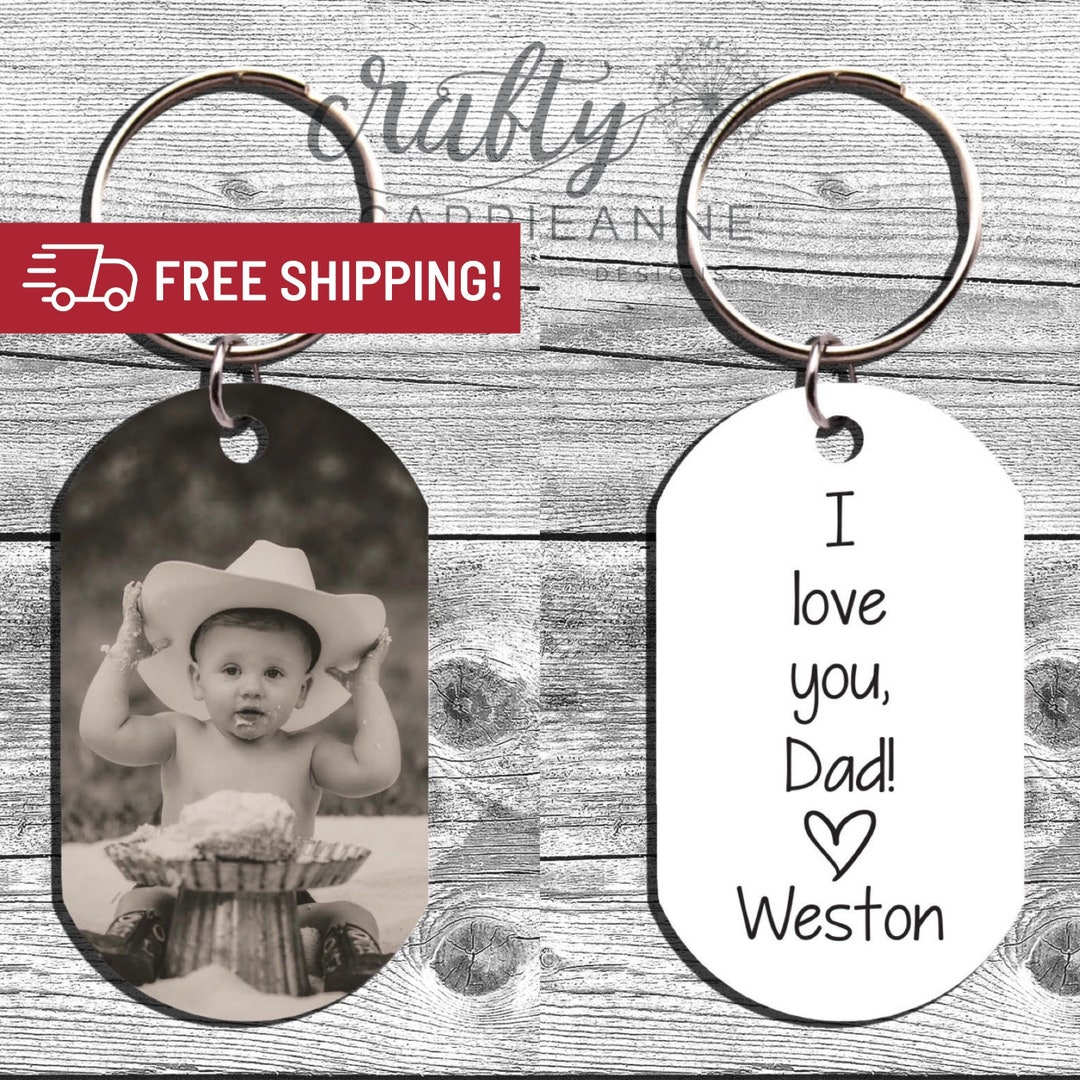 Custom Photo Dad Keychain for Men, Fathers Day Gift From Daughter, Step ...