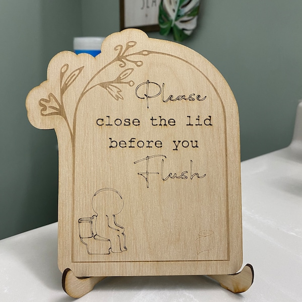 Please Close Toilet Lid Sign - Etsy