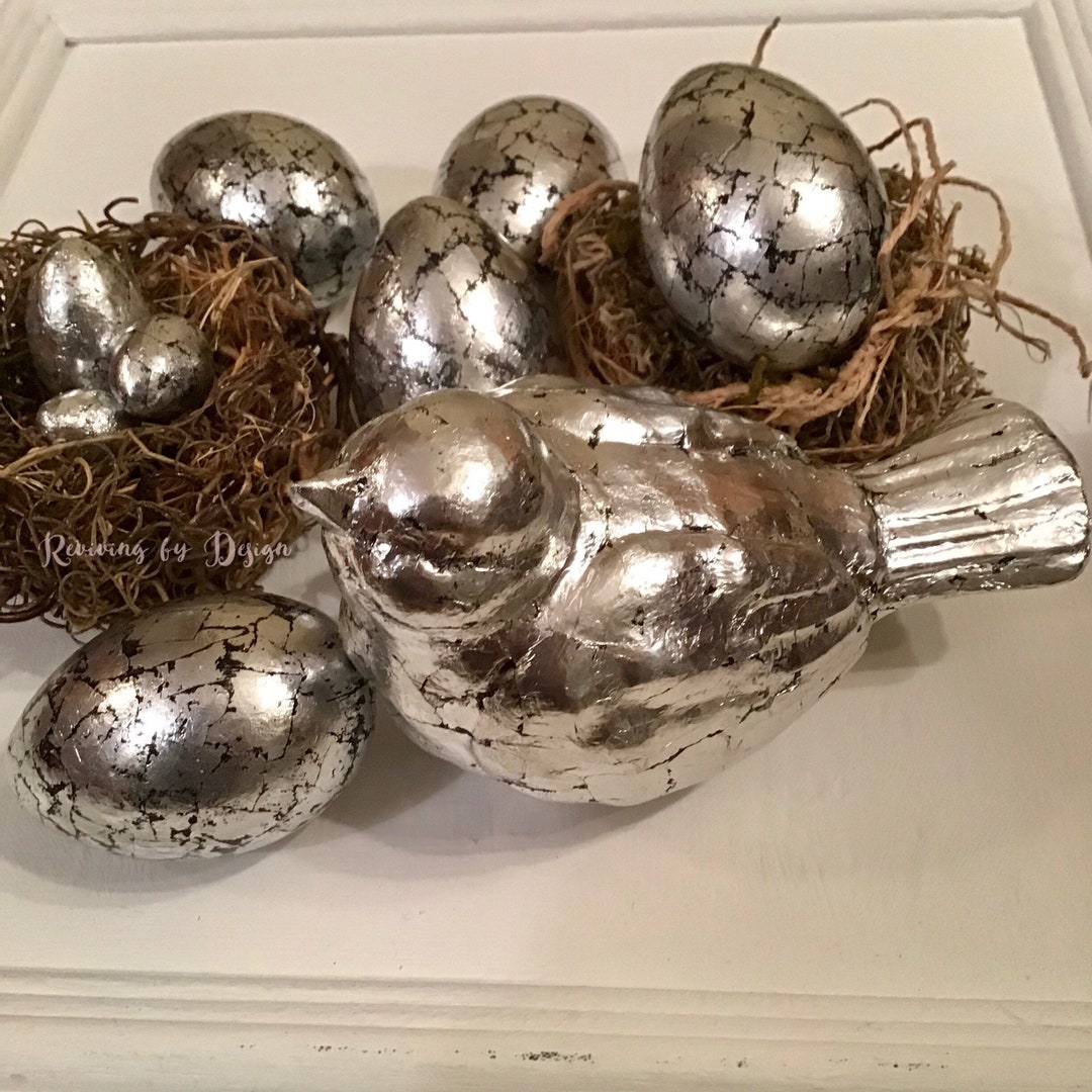 1 (single) Elegant, Silver Antiqued Vintage Style Easter Egg, Ornament ...