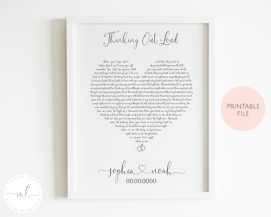 Printable Personalised Heart Shape Song Lyrics Print First - Etsy