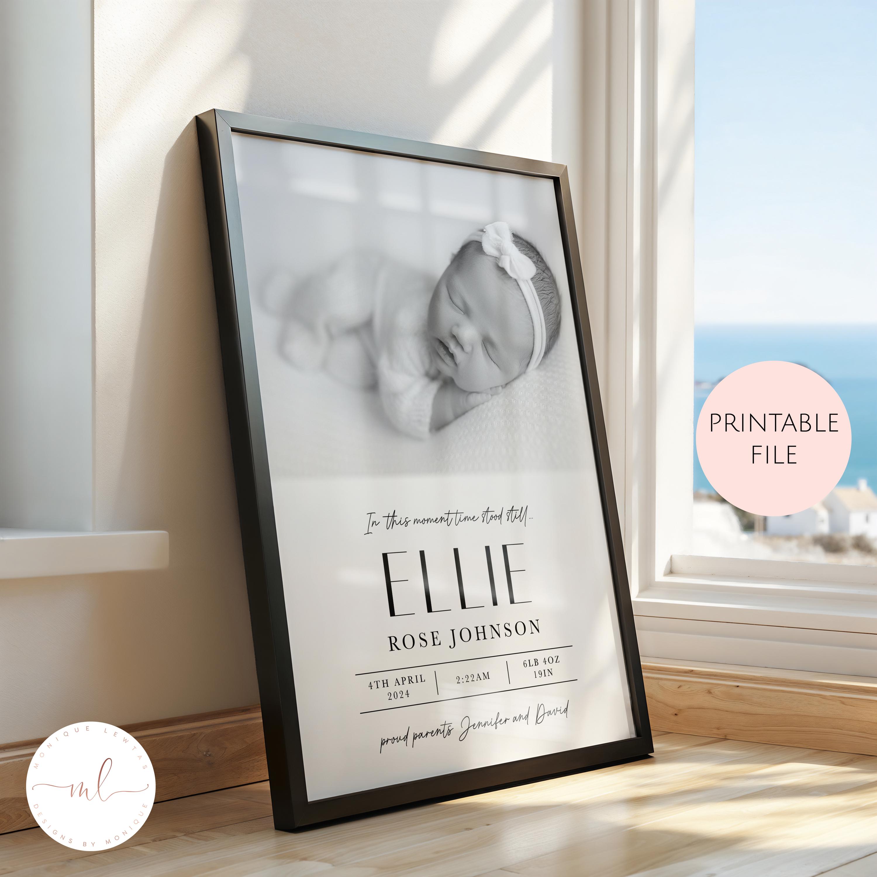 Printable Personalised in This Moment Time Stood Still Newborn Birth ...