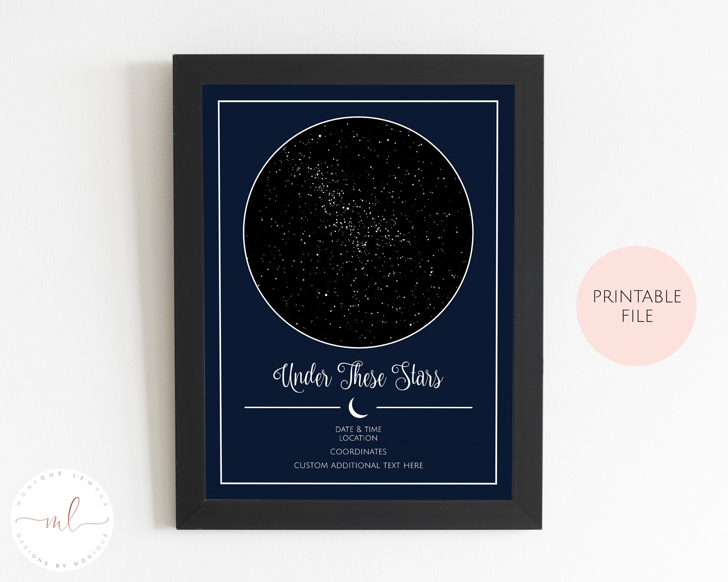 Printable Personalised Custom Star Map Night Sky Print Star - Etsy